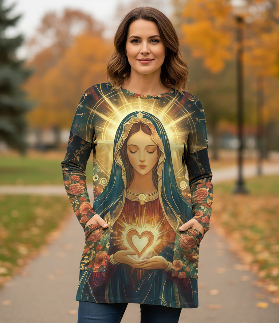 Virgin Mary Long Sleeve Tunic The Cosmic Rosary – Million Sunny