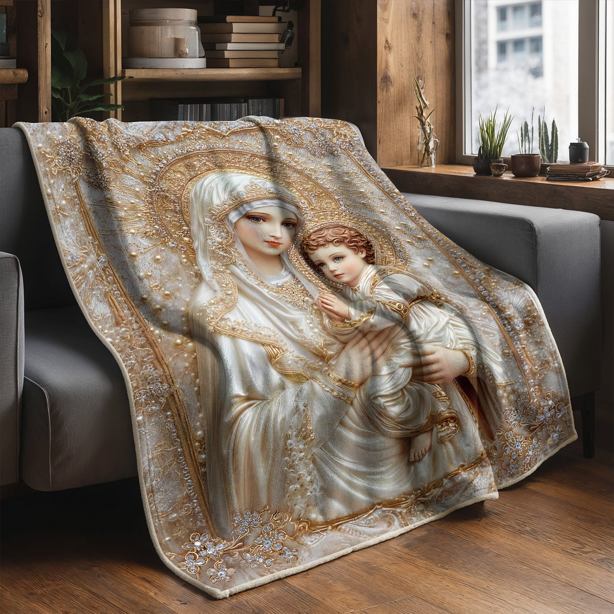 Madonna And Child Fleece Blanket Heavenly Grace In Radiant Splendor ...